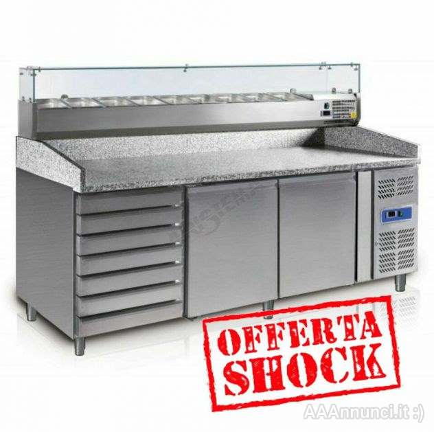 Tavolo Pizza 2 porte + 5 cassetti con vetrina 2000/330 - Reggio nell'Emilia