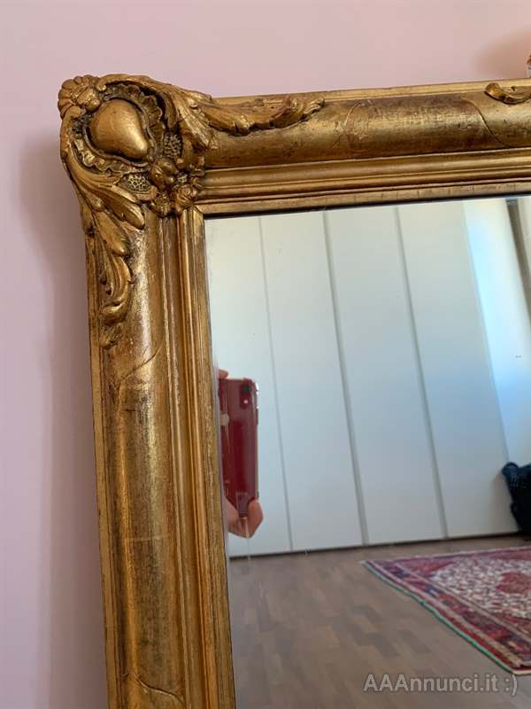 Specchio antico in lamina d’oro, in legno, ottime condizioni - Rimini