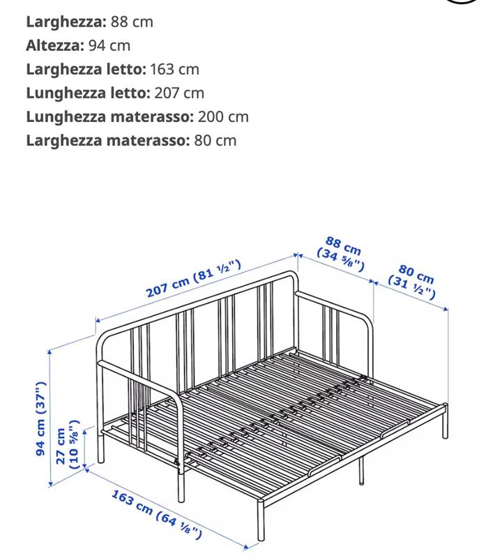 Divano letto IKEA FYRESDAL apribile con materassi, ottimo stato - Genova
