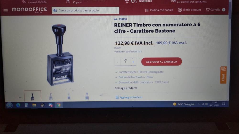 Timbro numeratore a 6 cifre con ripetizione, modello B6K, colore inchiostro - Venezia
